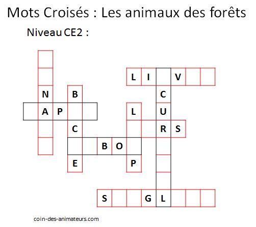 Mots croisés - Les animaux de la forêt - CP CE2 CM1 - Le Coin des ...