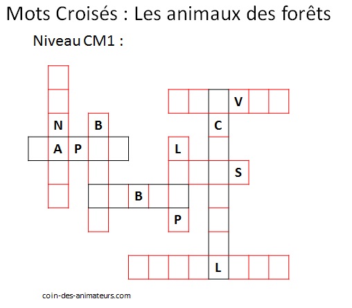 Mots croisés - Les animaux de la forêt - CP CE2 CM1 - Le Coin des ...