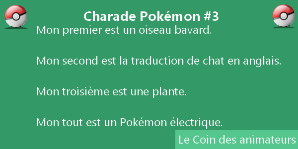 Charade Pokémon - Trouvez vos charades sur les Pokémon