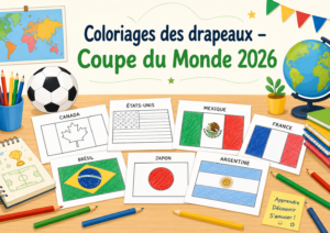 Coloriages drapeaux Coupe du Monde 2026 à imprimer PDF